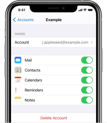 enable notes for mail account